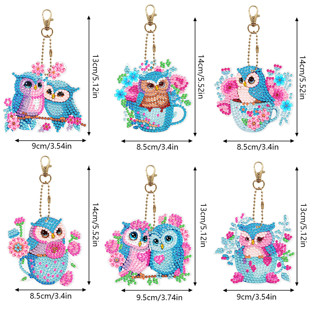 5D Diamond Art Key Rings Art Craft DIY Double Sided Cartoon Gifts ...
