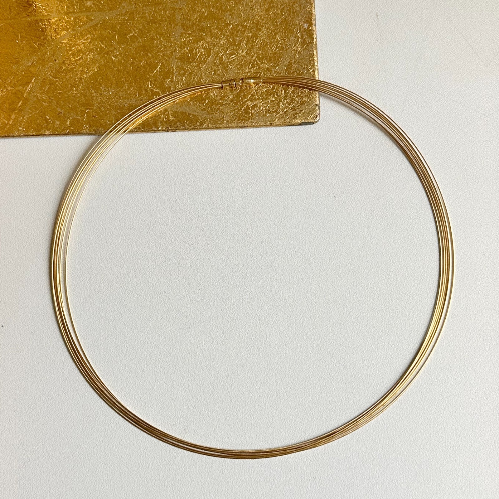 18KT Yellow Gold 7 Strand Gold Cable Wire Necklace Bayonet Clasp NEW 16 ...