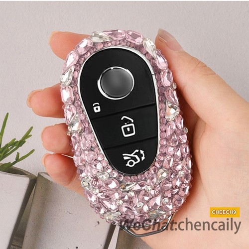 Pink Diamond Crystal Car Key Case Cover Holder For Benz C Class C200L S ...