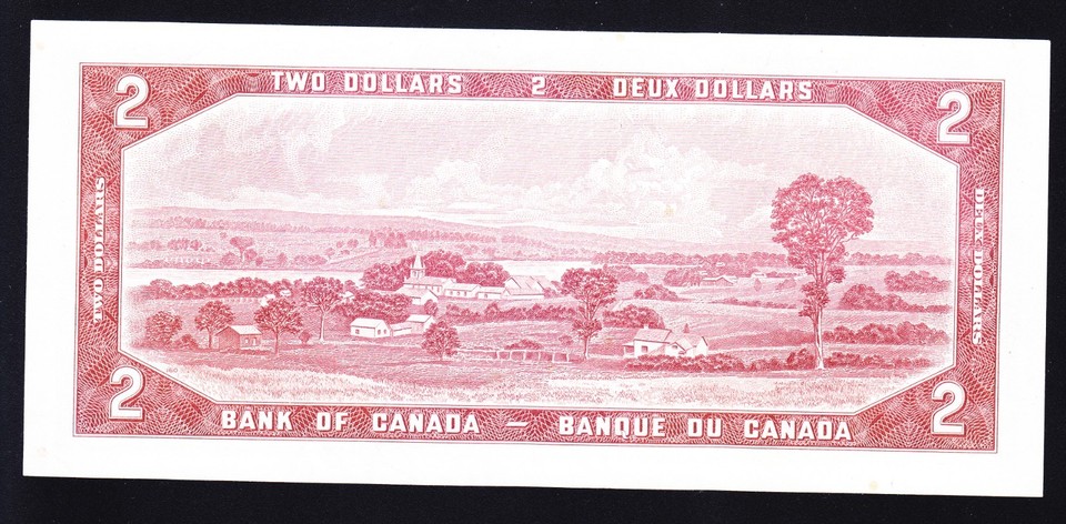 1954 Major Serial Number Error Note - Canadian Two Dollar Banknote ...