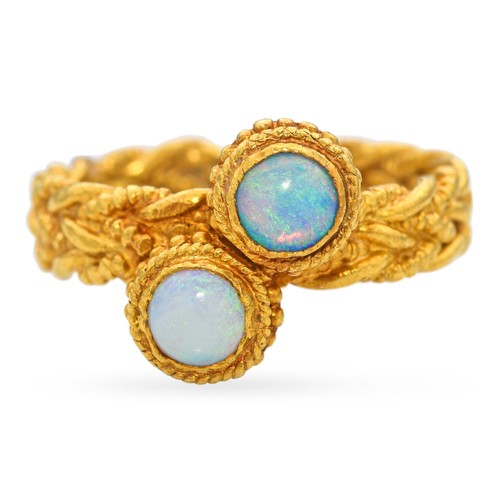 24k Yellow Gold Braided Open Shank Opal Ring | eBay