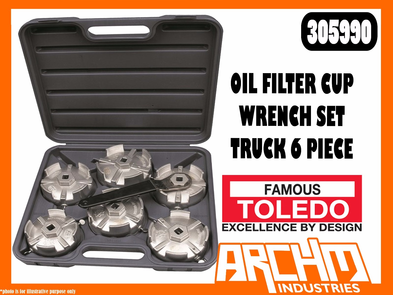 TOLEDO 305990 - OIL FILTER CUP WRENCH SET - TRUCK 6 PIECE ...