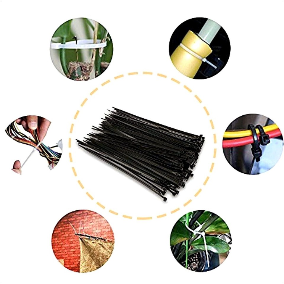 400 Black Cable Zip Ties Assorted Sizes 100 PACK of 4"-12" Camping ...