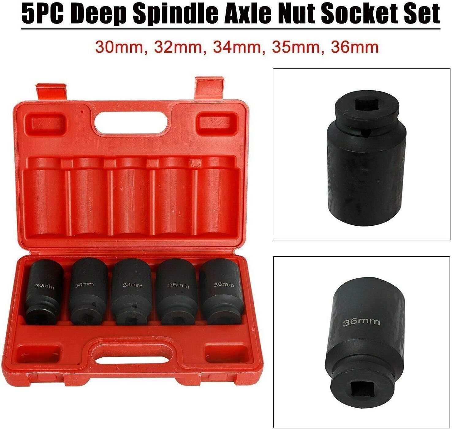 12 Point Axle Hub Nut DEEP IMPACT Socket Set 1/2"Dr Thin Wall Drive ...