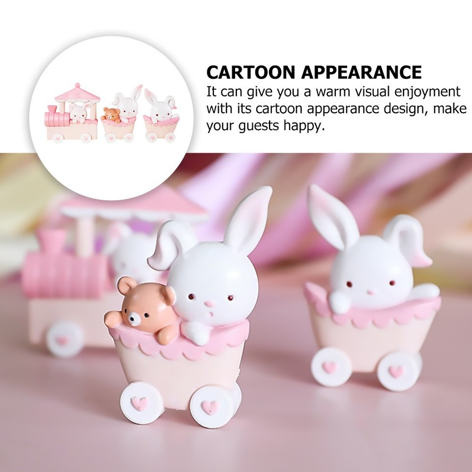 3 Pcs Little Rabbit Train Ornaments Baby Child Cute Animal Sculpture ...