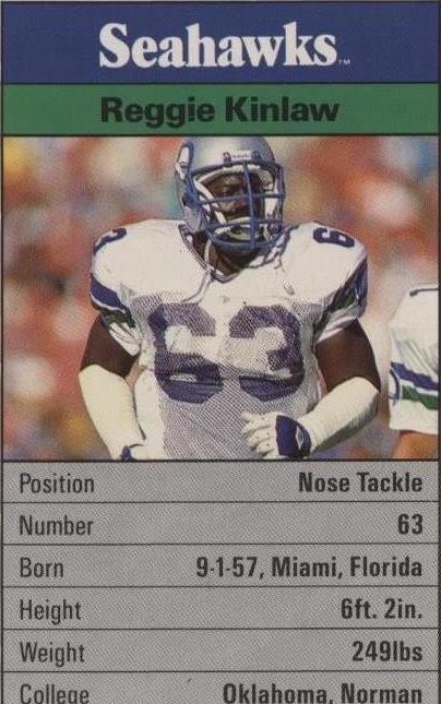 1987 Ace Fact Pack Seattle Seahawks - Reggie Kinlaw (RC) for sale ...