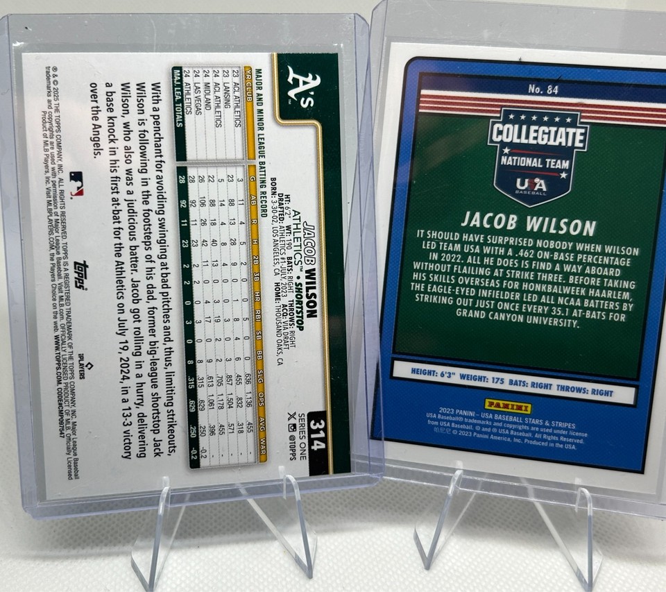 Jacob Wilson Rookie Lot RC 2025 Topps 2023 Panini USA Stars & Stripes ...