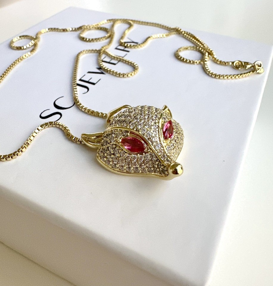 Fox Necklace 14k Gold Plated Zirconia Luxury Jewelry | eBay