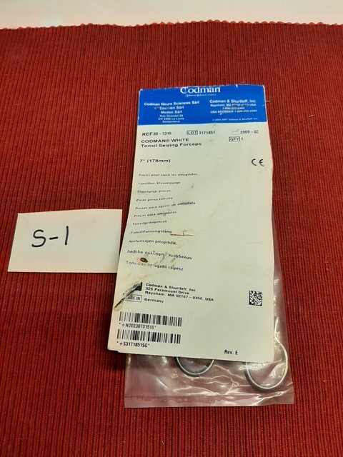 Codman 30-7315 White Tonsil Seizing Forceps for sale online | eBay