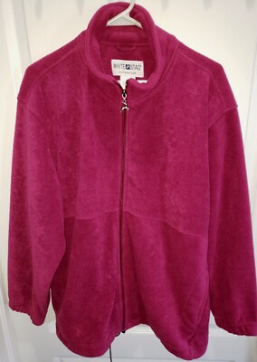 women's LARGE WHITE STAG purple FLEECE JACKET ZIPPER FRONT pockets WARM ...