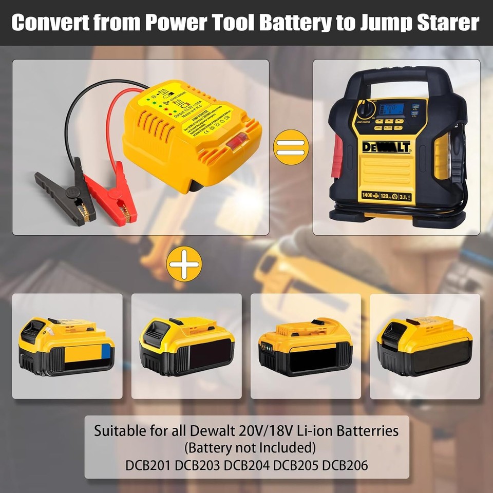 30A Jump Starter 11AWG Jumper Cables Charger Adapter for Dewalt 18V 20V Battery | eBay