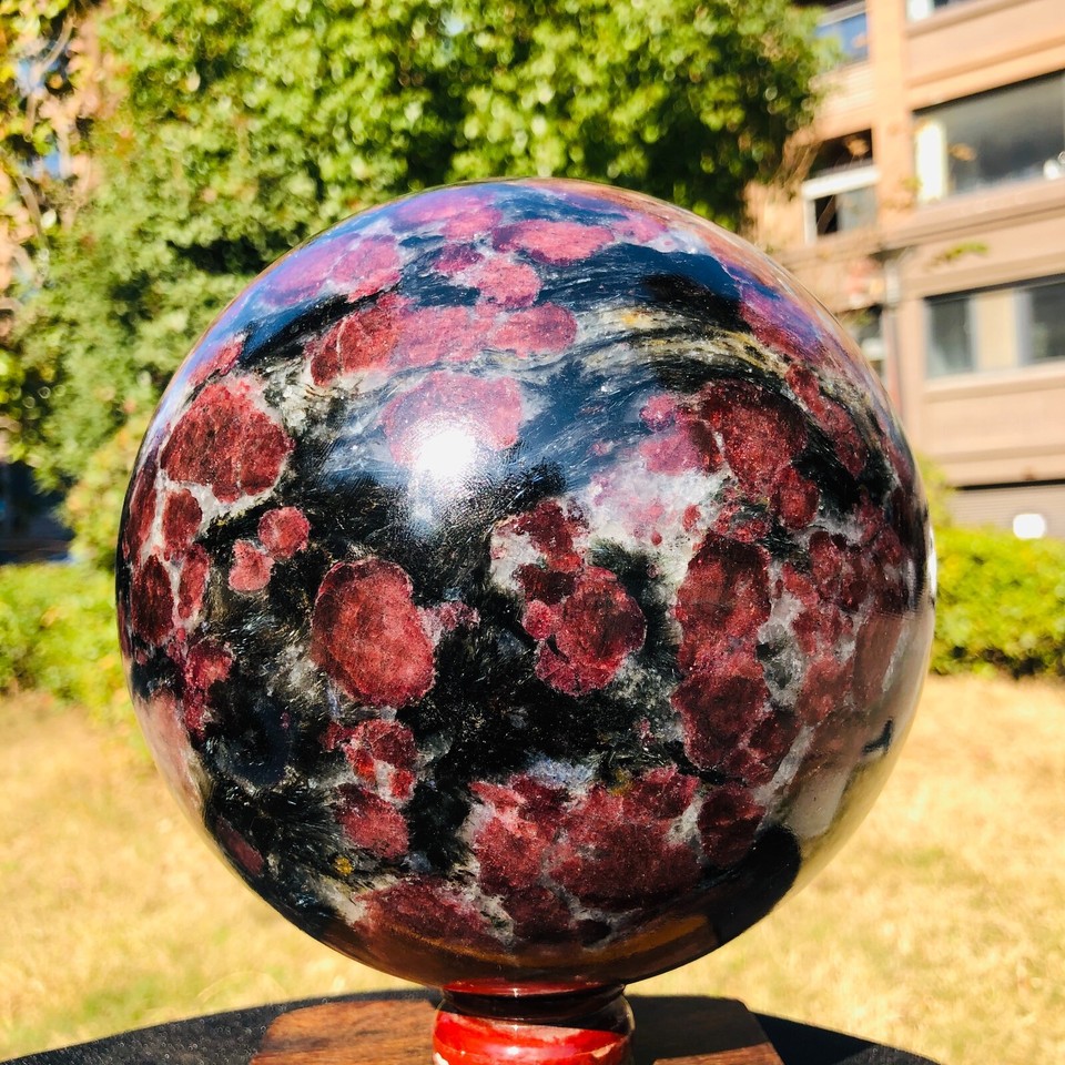 16.19LB Natural astrophyllite quartz "fireworks stone" crystal ball ...
