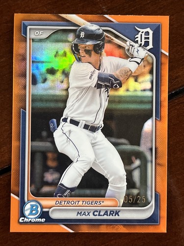 2024 Bowman Chrome Max Clark Orange #/25 Refractor Tigers Prospect | eBay