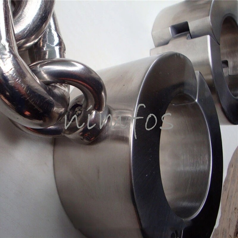 HeavyWeight Thick Stainless Steel with Chain Leg Shackles Restraints ...