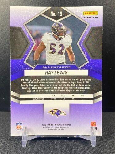 2022 Panini Mosaic Ray Lewis Orange Reactive Prizm #19 Baltimore Ravens ...