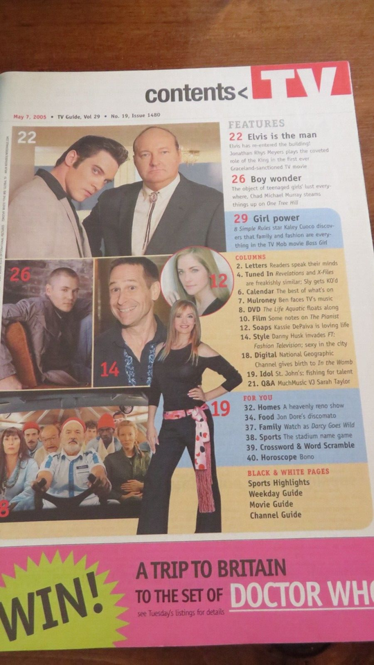 TV Guide May 7 - 2005 ELVIS X-Files JONATHAN RHYS MEYERS Kaley Cuoco ...
