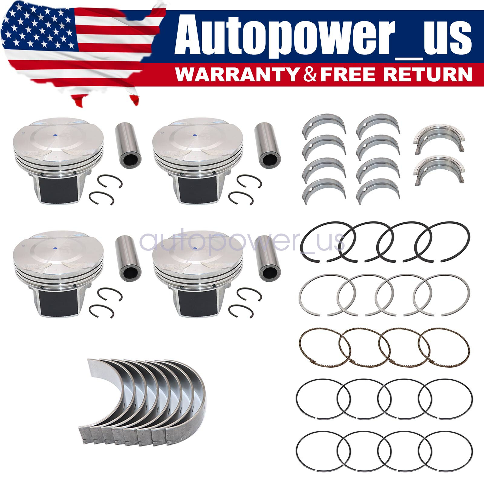 Main Rod Bearing & Piston & Rings Fit 2011-2018 Chevy Sonic Cruze ...