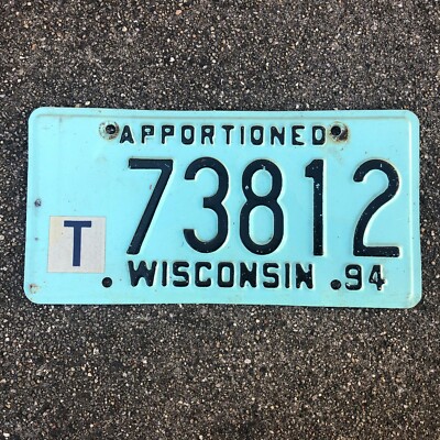 Wisconsin 1989 Blue Apportioned License Plate #T73812 - Truck Tractor ...