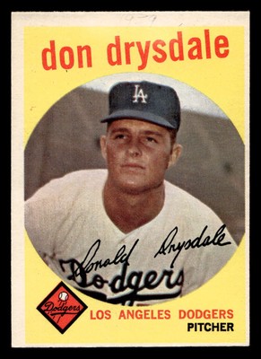 1959 Topps #387 Don Drysdale Ex-Mint Dodgers Writing on Card | eBay