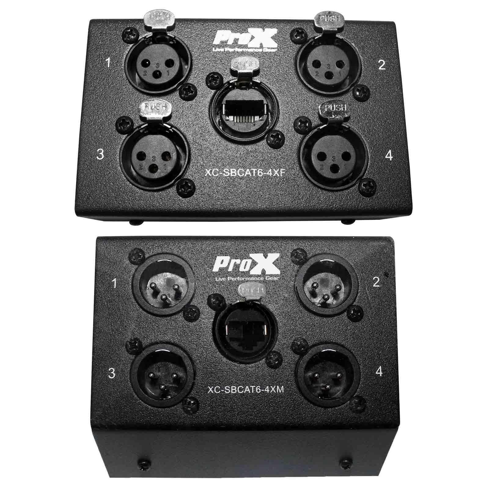 ProX XC-SBCAT6-4XM 4-Channel Cat6 Male XLR Snake Box + Female Snake Box ...