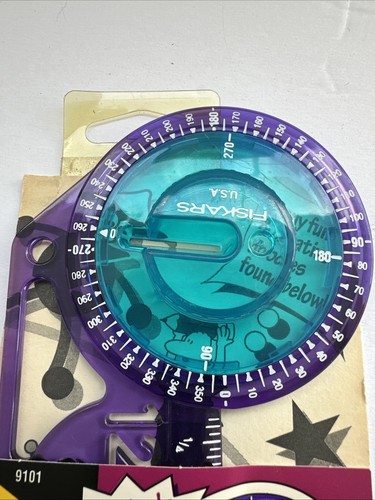 Fiskars Protractor Plus 4 Tools in One Numbers Shapes Stencils Circles ...
