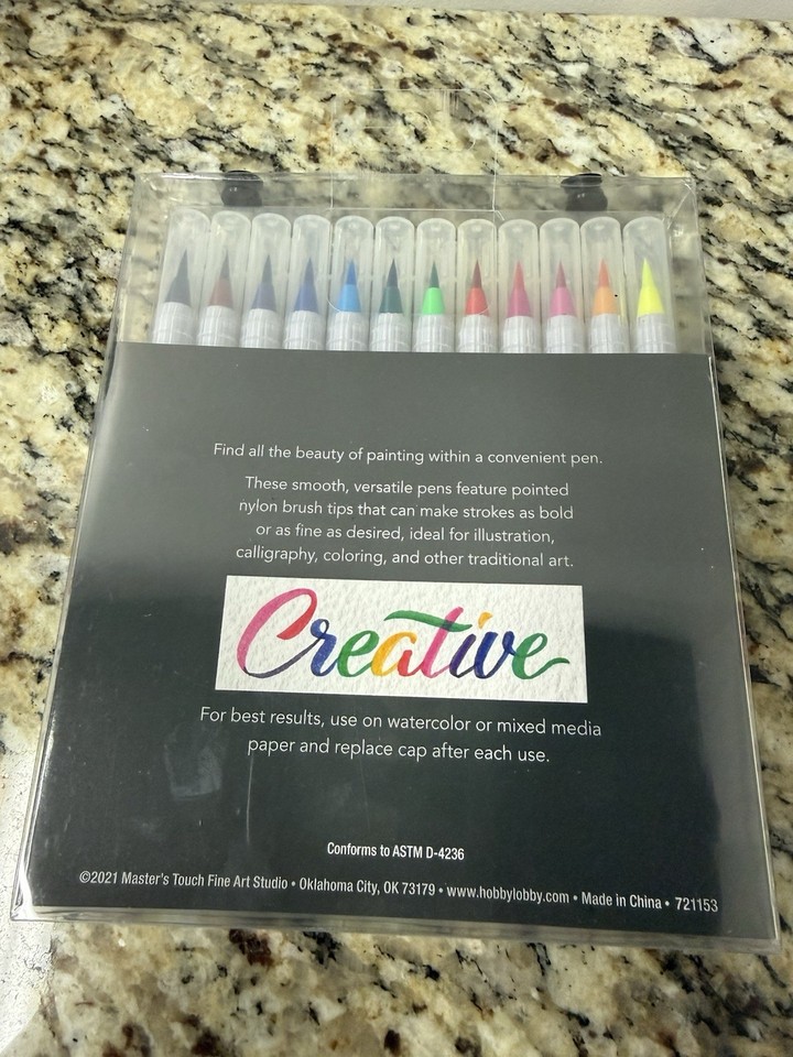 Masters Touch 12 Color Brush Pens #2112522 Brush Tips, Water Based, NEW ...