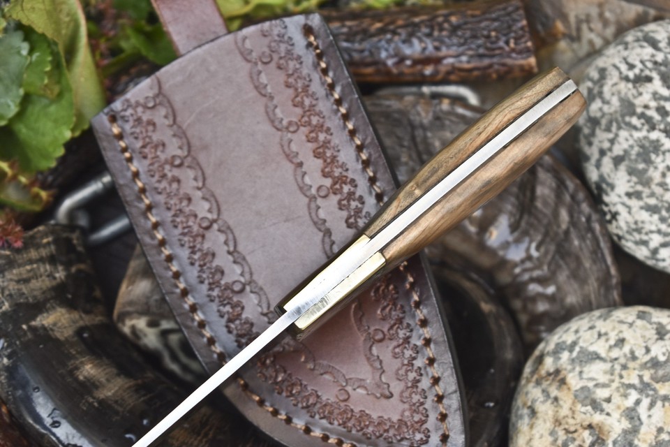 Ashen Edge Hand Forged Skinner Knife ATS-34 Steel Walnut Wood Camping ...