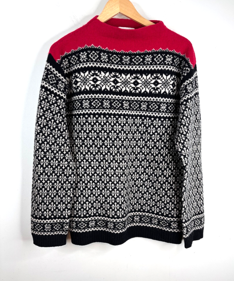 VTG Jones New York Lambswool Fair Isle Sweater XL Mock Neck Nordic Ski ...