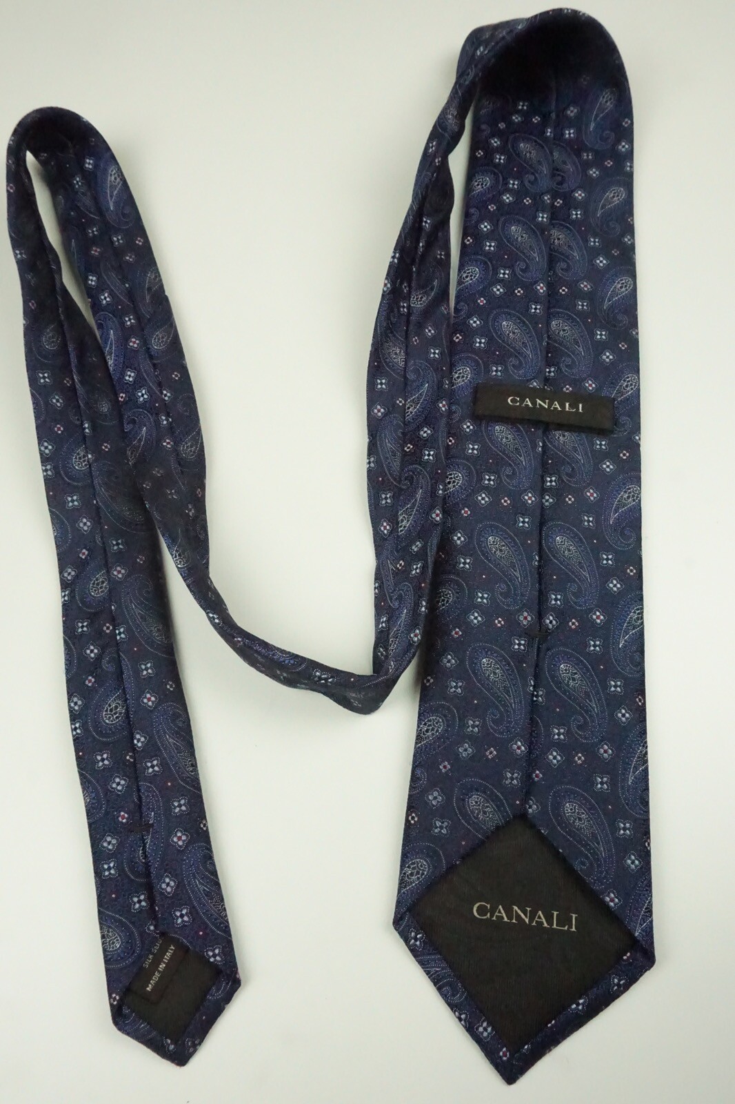 Canali Brown Label Floral Jumbo Paisley Indigo Berry 100% Silk Tie Made ...