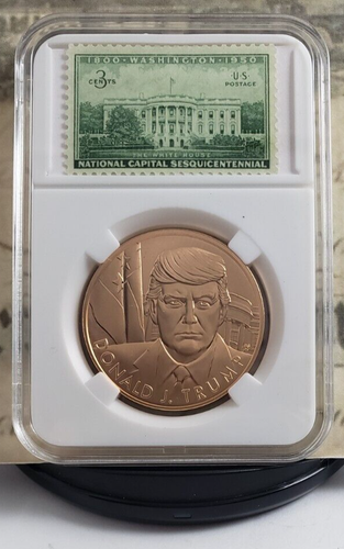 President Donald J. Trump - US Mint Bronze Medal with Vintage Stamps ...