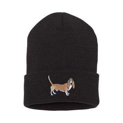 Basset Hound dog embroidered beanie hat, Basset Hound dog beanie winter ...