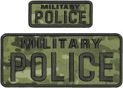 MILITARY POLICE EMB PATCH 4X10 AND 2X5 HOOK ON BACK BLACK ON MULTICAM ...