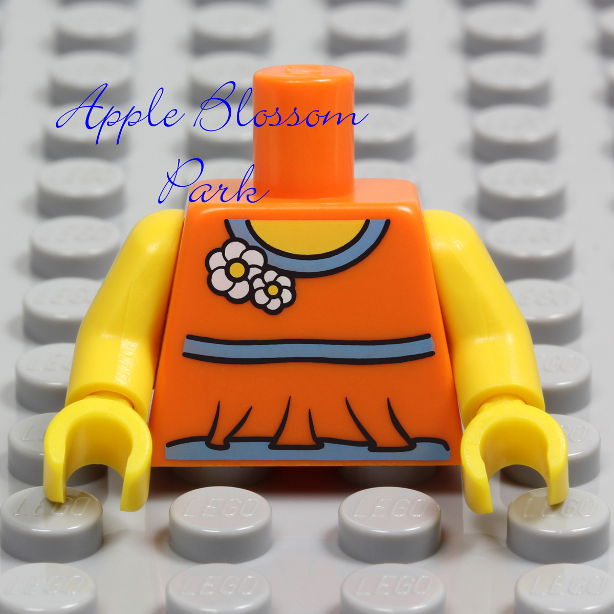LEGO Female Minifig Blue & ORANGE TORSO - Girl Flower Halter Top Shirt ...