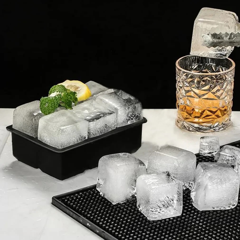 Set of 2 Ice Cube Trays Sphere Ice Maker with Lid & Large Square Ice ...