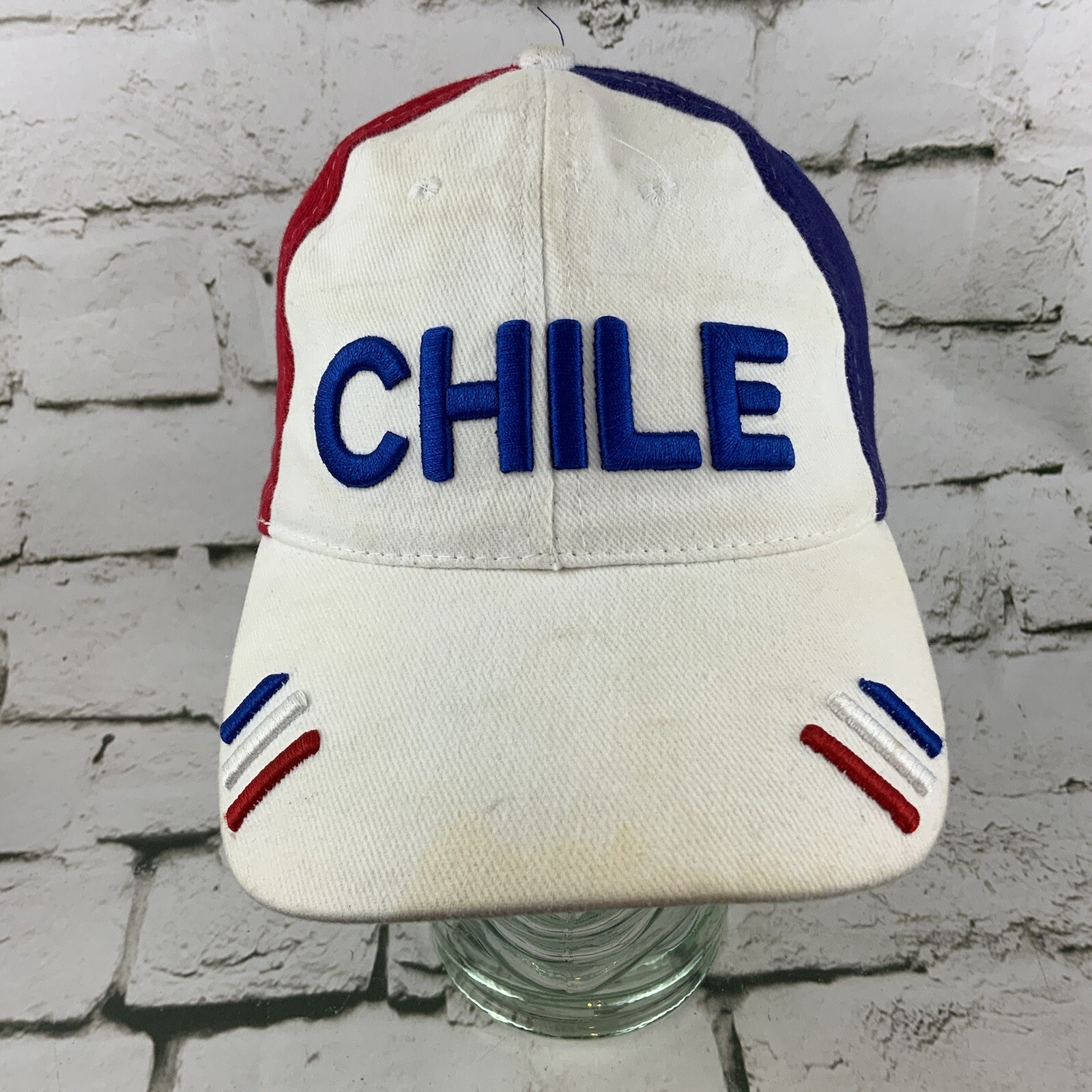 Chile Ball Cap Hat White Blue Red Jockey Strap Back T… - Gem