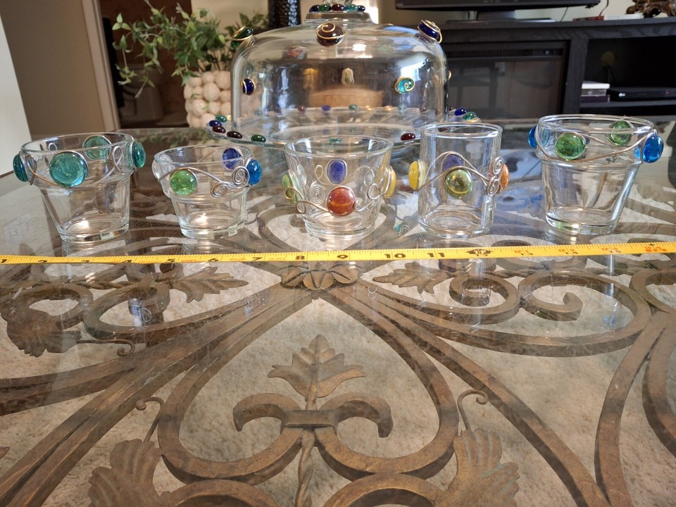 Vintage Handcrafted DARY REES Original Glass 14" Cake Plate w/Dome & 5 ...