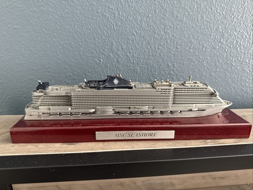 New MSC SEASHORE Cruise Ship Model Press-Cast Metal on Wood Base 11"L ...