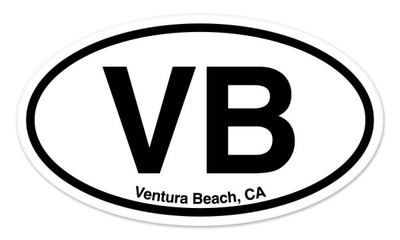 VB Ventura Beach CA California Oval car window bumper sticker decal 5 ...