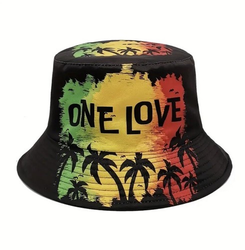 One Love Bucket Hat Color Black, One Size Unisex, Bob Marley, Jamaica ...