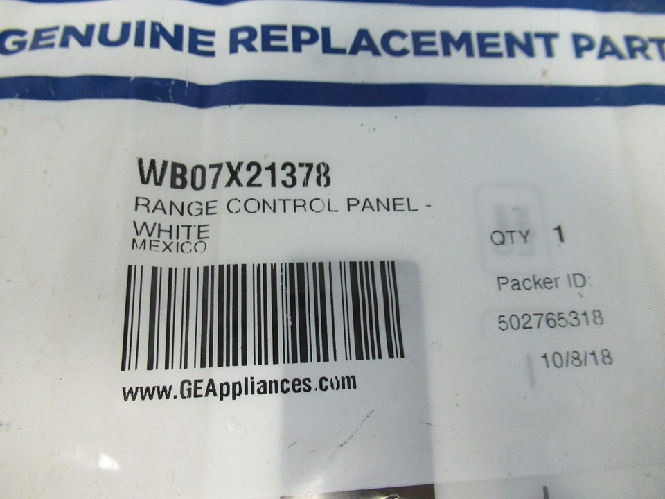 GE Oven Range Control Panel OVERLAY White WB07X21378 (Lot C1) | eBay
