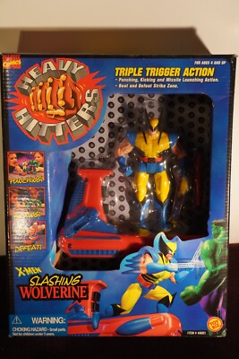 1996 Marvel X-Men Heavy Hitters Slashing Wolverine 5" Triple Trigger ...