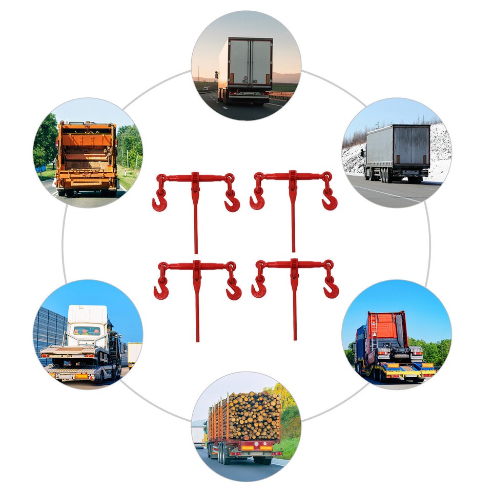 4 Ratchet Load Binder 3/8" - 1/2" Boomer Chain Equipment w/ G70 Hooks ...