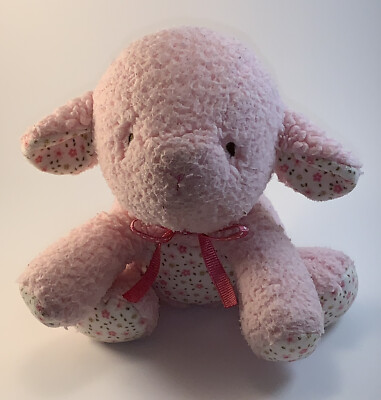 Carters Lamb Sheep Pink Floral Sherpa Plush Soft Toy Rattle 6" 39031 ...