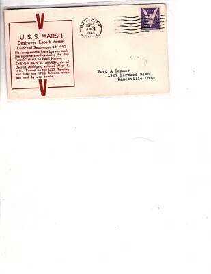 WWII Destroyer Escort USS MARSH DE-669 LAUNCHING Naval Cover (bb10 bk1 ...