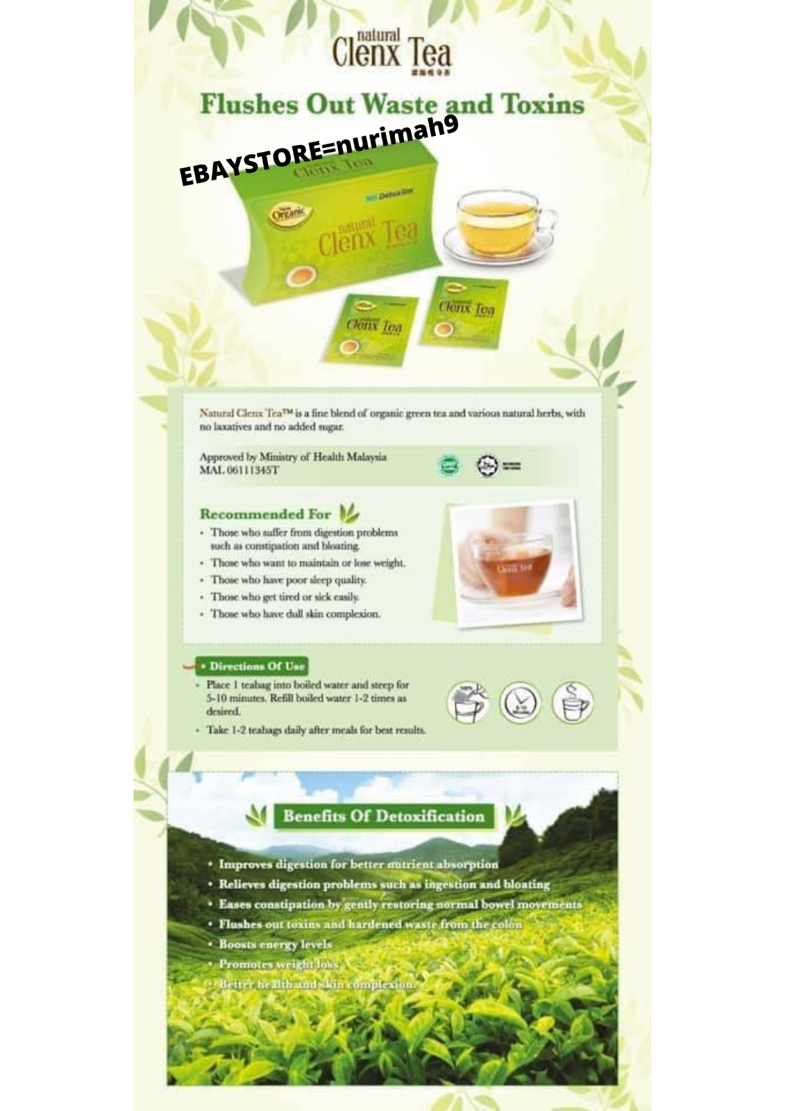 NH Detoxlim Clenx Tea for Natural Weight Loss & Detox 55 Sachets | eBay