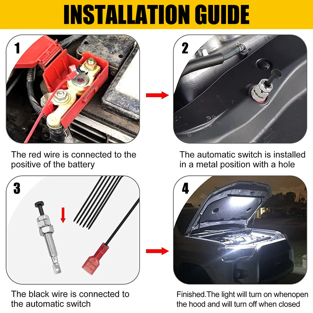 Under Hood LED Light Strip Kit - on/off Automatic - Universal fits Any ...