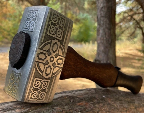 Thor Runic Nordic Hammer, Carbon Steel Viking Hammer, Hand Forged, ash ...