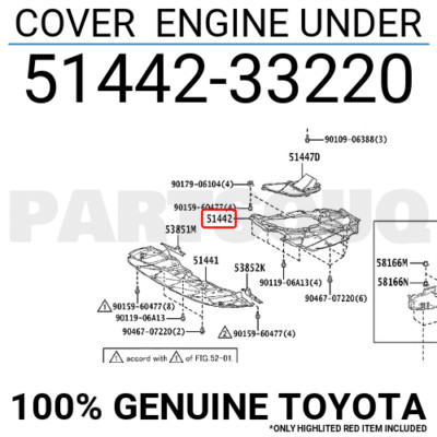 5144233220 Genuine Toyota COVER ENGINE UNDER 51442-33220 | eBay UK