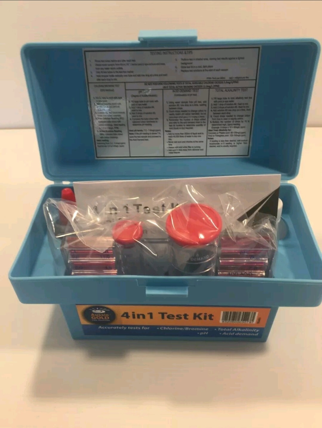 4 in 1 Pool Water Test Kit Aussie Gold Chemical Balancing Testing Pack ...