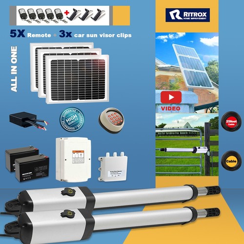 RITROX Farm Full Solar Powered RXD365S Double Swing Gate Opener 5x ...